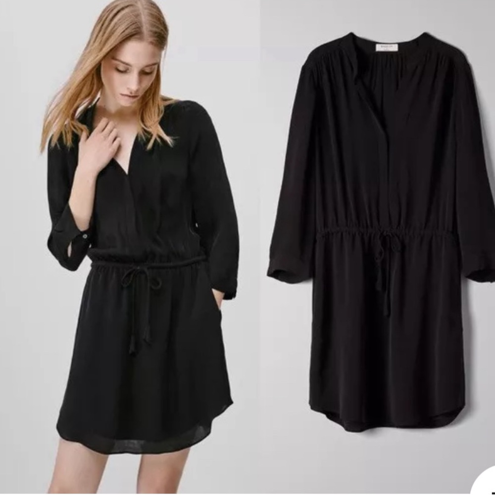 Babaton By Aritzia Black Tie Waist Dress Size Large - Gem